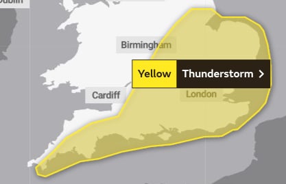 Met Office issue yellow weather warning for thunderstorms | holsworthy ...