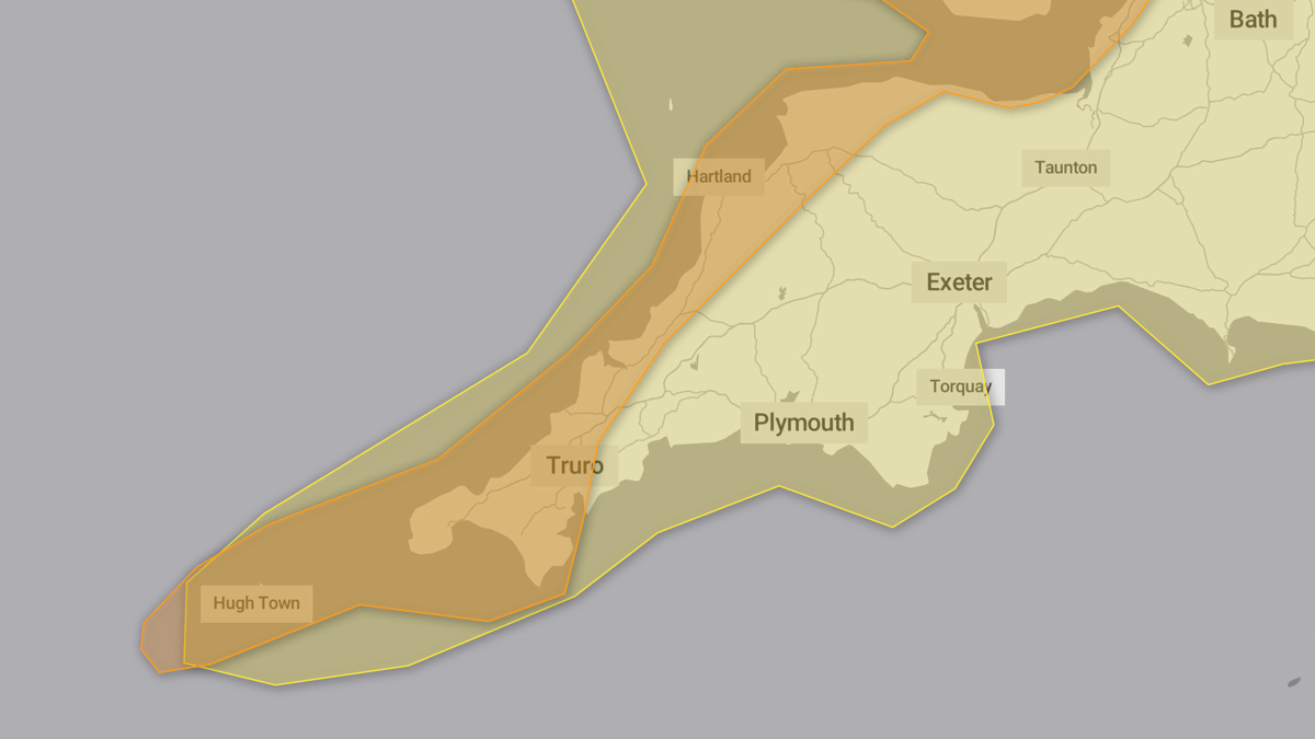 Amber weather warning issued for areas of Cornwall | holsworthy-today.co.uk