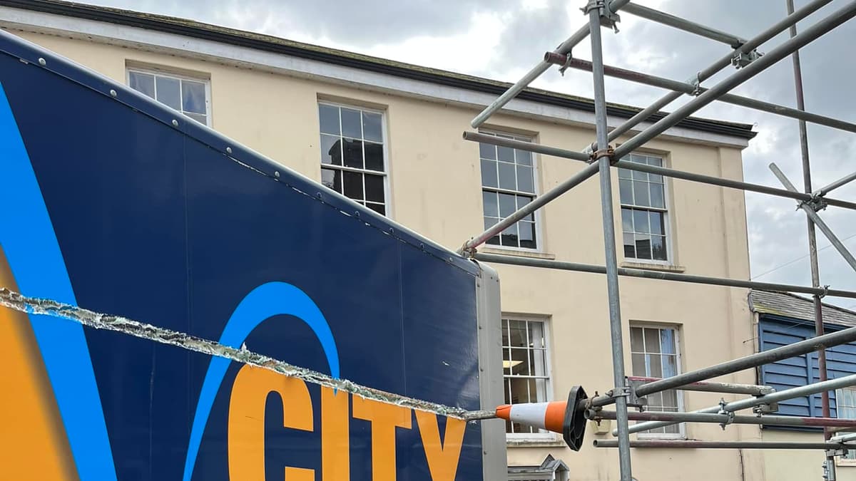 Van damaged following scaffolding collision in Launceston | holsworthy ...