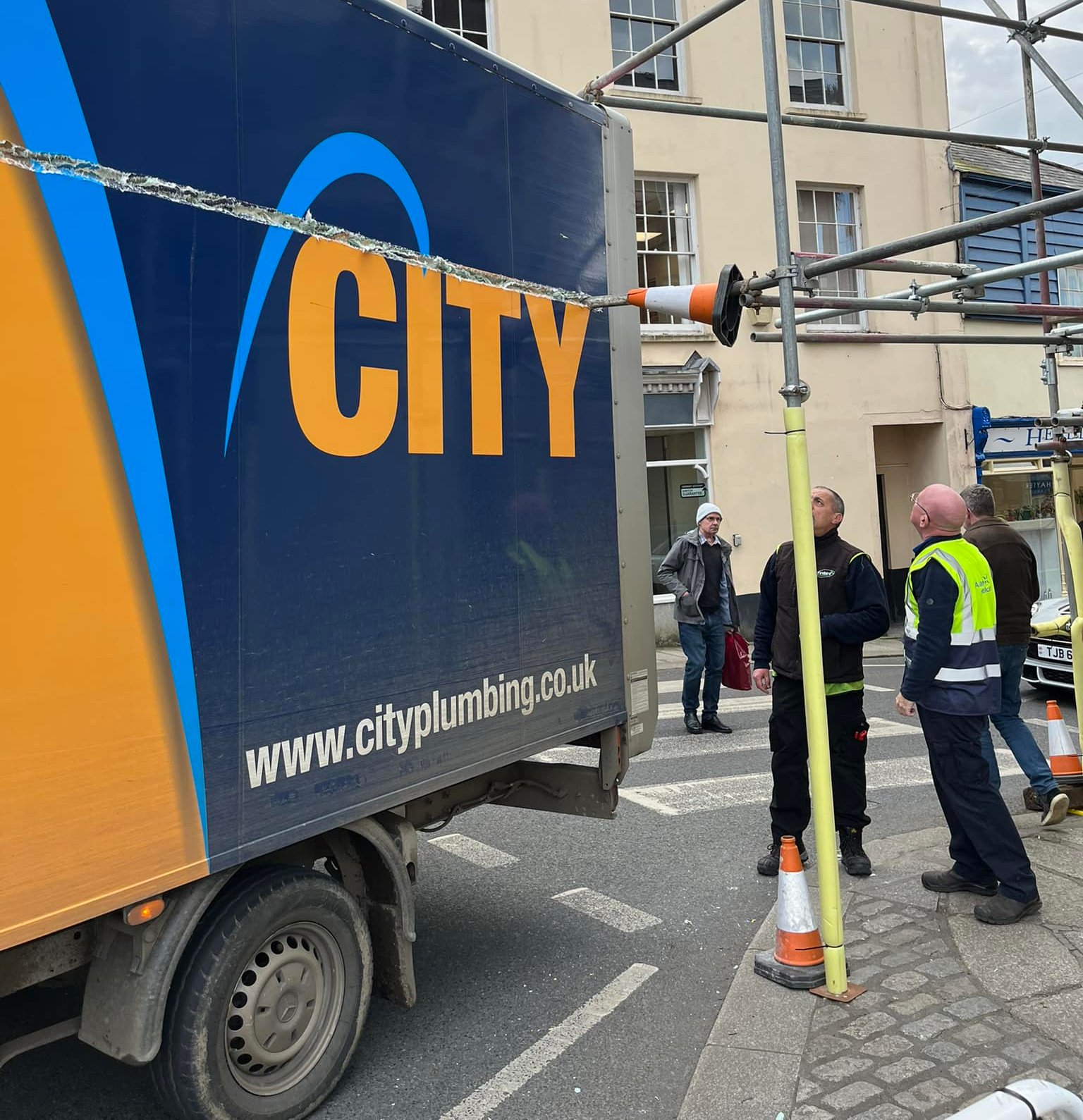 Van damaged following scaffolding collision in Launceston | holsworthy ...
